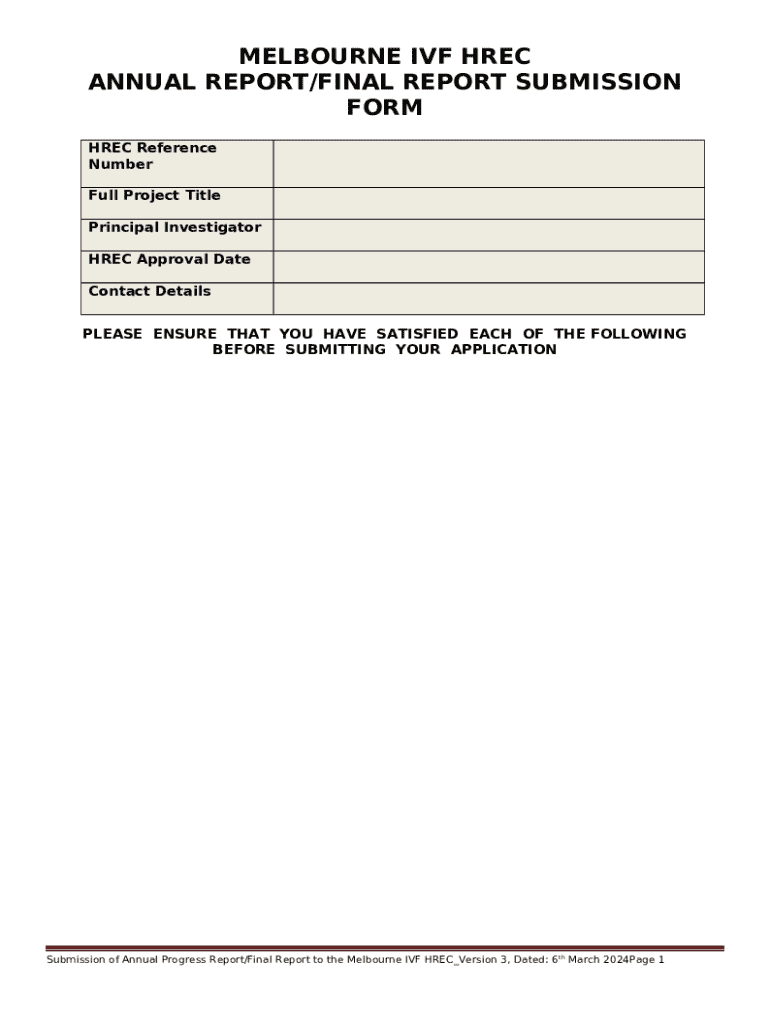 melbourne ivf hrec annual report/final report submission Doc Template ...