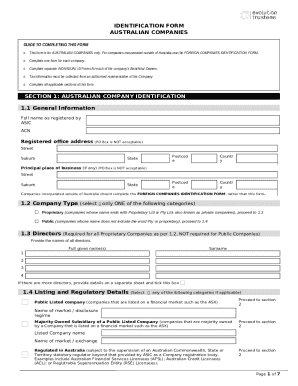 Australian Companies - Identification Doc Template | pdfFiller