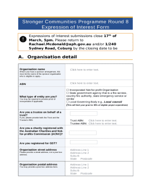 Expression of Interest for Stronger Communities Grants Round ... Doc Template | pdfFiller