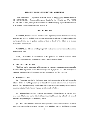 Fillable Online Treasury Consulting Services Agreement. Agreement Fax ...