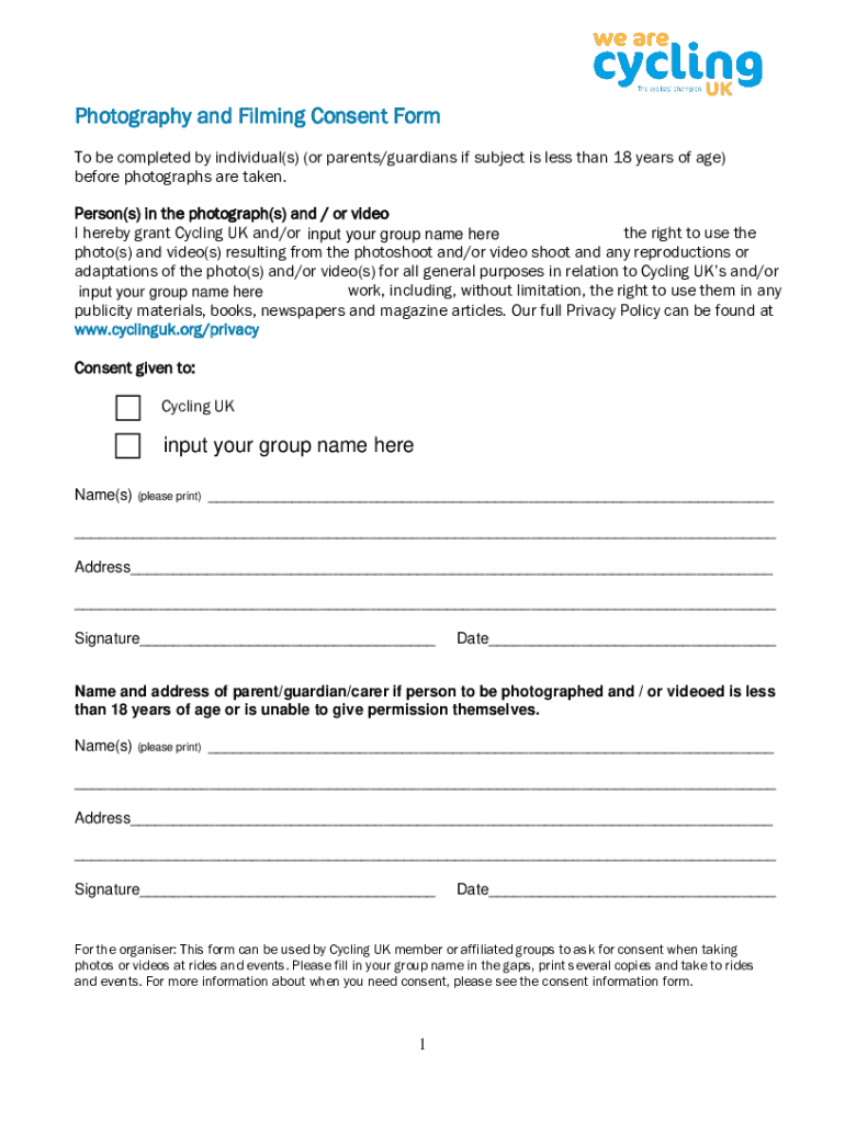 Fillable Online Photo and Video Consent Form template.docx Fax Email Print - pdfFiller