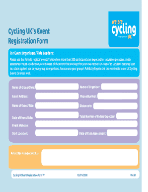 Fillable Online Cycling UK's Event Registration Form Fax Email Print ...