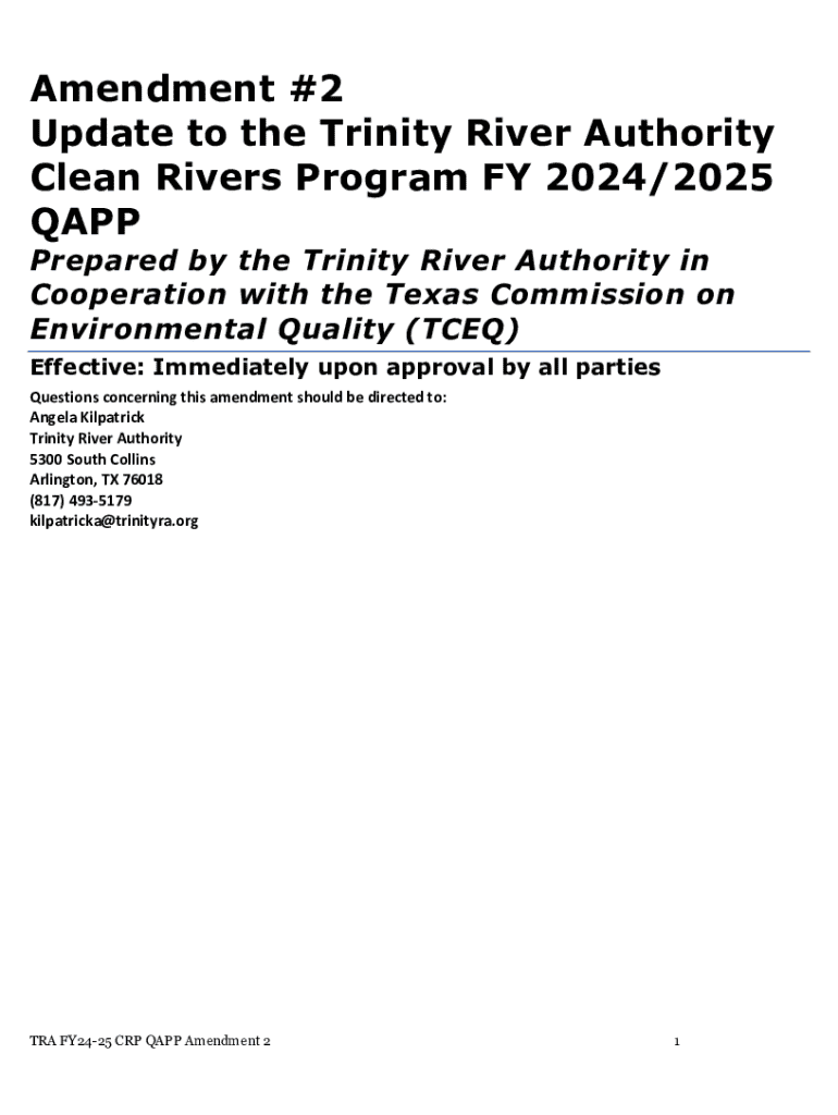 Fillable Online Amendment #2 Update to the Trinity River Authority Clean Rivers ... Fax Email ...
