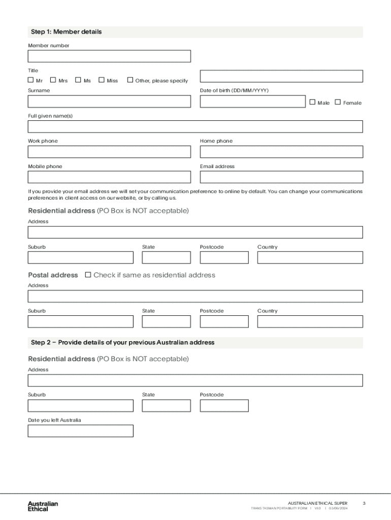 Fillable Online Super Trans Tasman portability form Fax Email Print ...