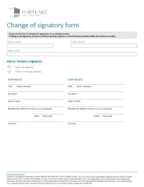 Fillable Online Suitable for all funds and accounts: change of signatory form Fax Email Print ...