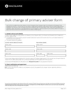 Fillable Online Bulk change of primary adviser form Fax Email Print ...