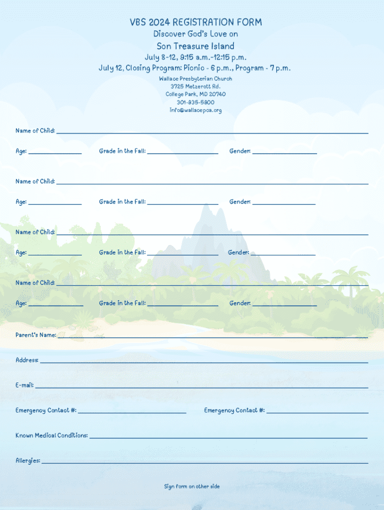 Fillable Online Vacation Bible School (VBS) in Huntsville & North Alabama ... Fax Email Print ...
