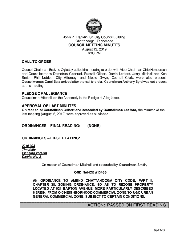 Fillable Online and Councilpersons Demetrus Coonrod, Russell Gilbert ...