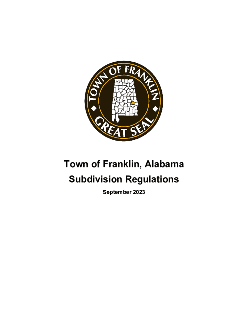 Fillable Online Town of Franklin, Alabama Subdivision Regulations Fax ...