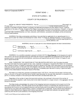 Fillable Online Name of Corporate SURETY Bond Number PERMIT ... Fax Email Print - pdfFiller