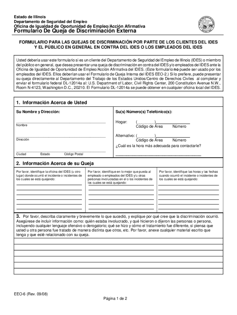 Completable En línea ides illinois External discrimination complaint ...