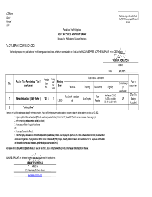 Fillable Online CS Form No. 9 No. 1 Administrative Aide I (Utility ...