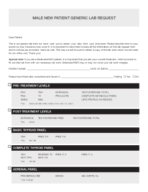 Fillable Online Generic Lab Order Form - Fill Online, Printable, Fillable, Blank ... Fax Email ...