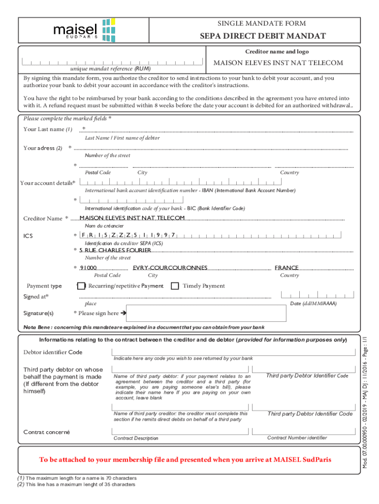 Fillable Online How to register a SEPA mandate? Fax Email Print - pdfFiller