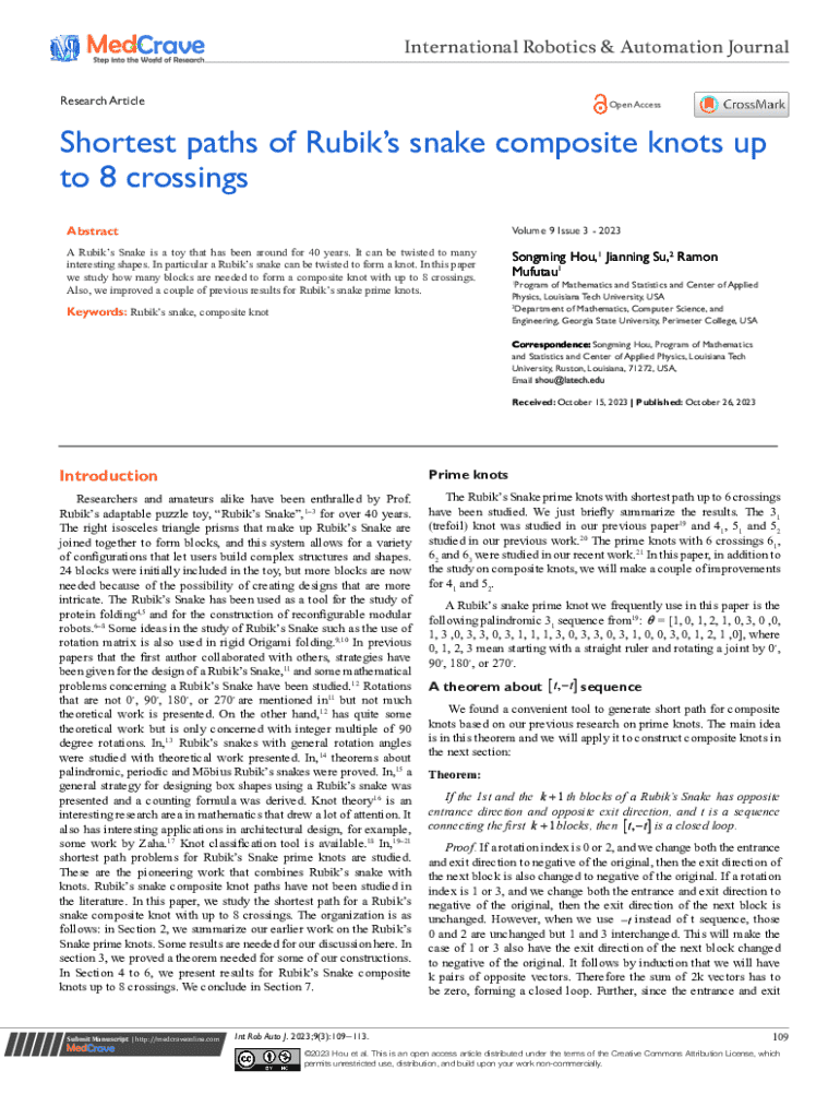 Fillable Online Shortest paths of Rubiks snake composite knots up to 8 ...