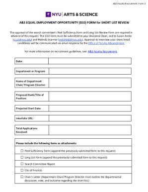 Fillable Online as nyu A&S EQUAL EMPLOYMENT OPPORTUNITY (EEO) FORM ... Fax Email Print - pdfFiller
