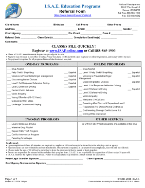 Fillable Online ISAE. I.S.A.E. Education Programs Referral Form Fax ...