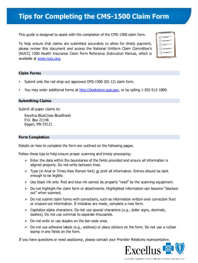 Fillable Online CMS-1500 Claim Form Guidelines and Tips - JE Part B Fax ...