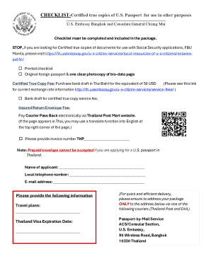 Fillable Online CHECKLIST-Certified true copies of U.S. Passport for ...
