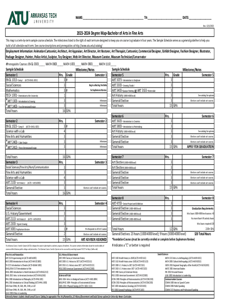 Fillable Online 2023-2024 Degree Map-Bachelor of Fine Arts in Graphic ...