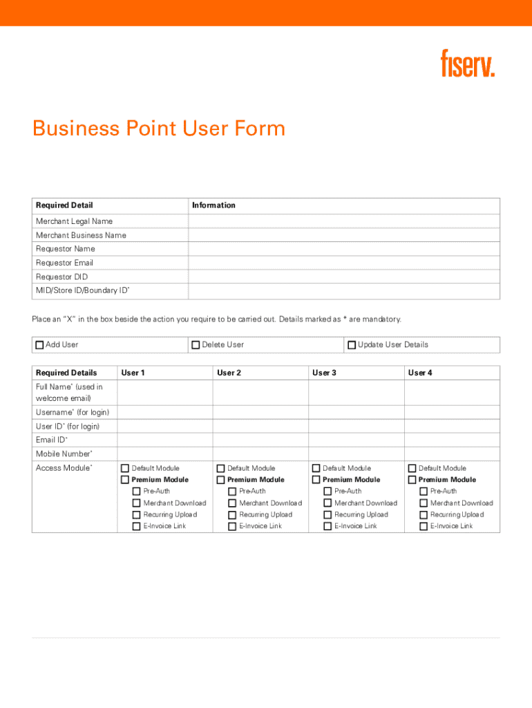 Fillable Online Business Point User Form Fax Email Print - pdfFiller