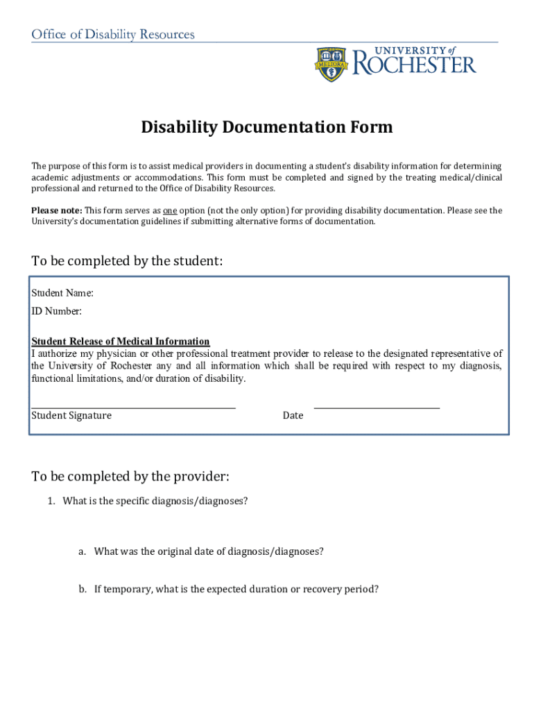 Fillable Online Documentation Guidelines & Forms - Office of Student ... Fax Email Print - pdfFiller