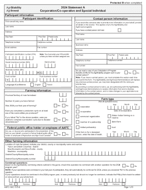 Fillable Online AgriInvest - 2024 Statement ACorporation/Co-operative ...