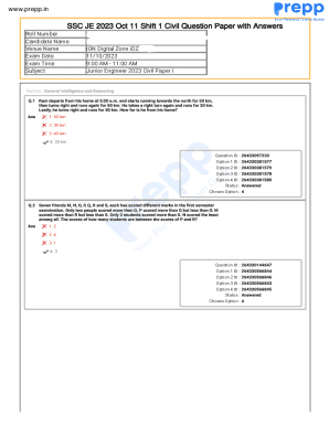 Fillable Online SSC JE 2023 Oct 11 Shift 1 Civil Question Paper with ...