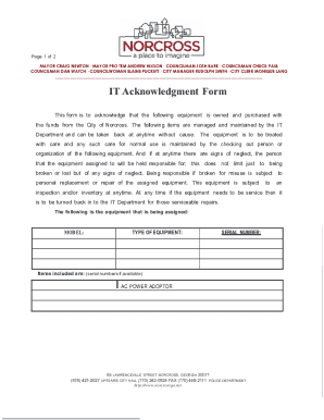 Fillable Online IT Acknowledgment Form Fax Email Print - pdfFiller