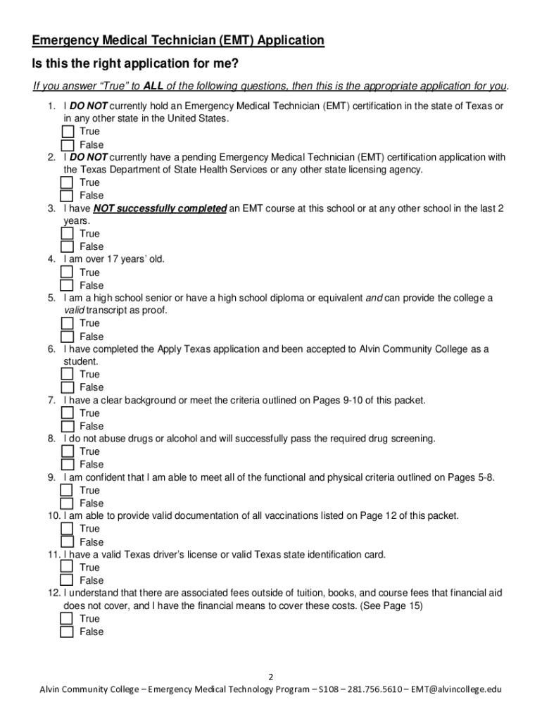 Fillable Online Paramedic Course Application Packet Fax Email Print ...