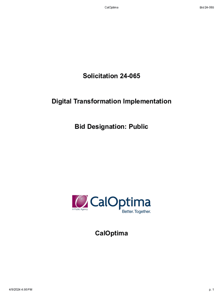 Fillable Online Solicitation 24-065 Digital Transformation Implementation Bid ... Fax Email ...