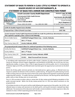 Fillable Online Draft - Statement of Basis - Narrative Title V Permit ...