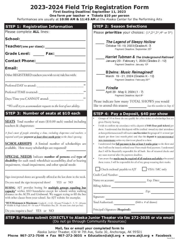 Fillable Online 2023-2024 Field Trip Registration Form Fax Email Print - pdfFiller