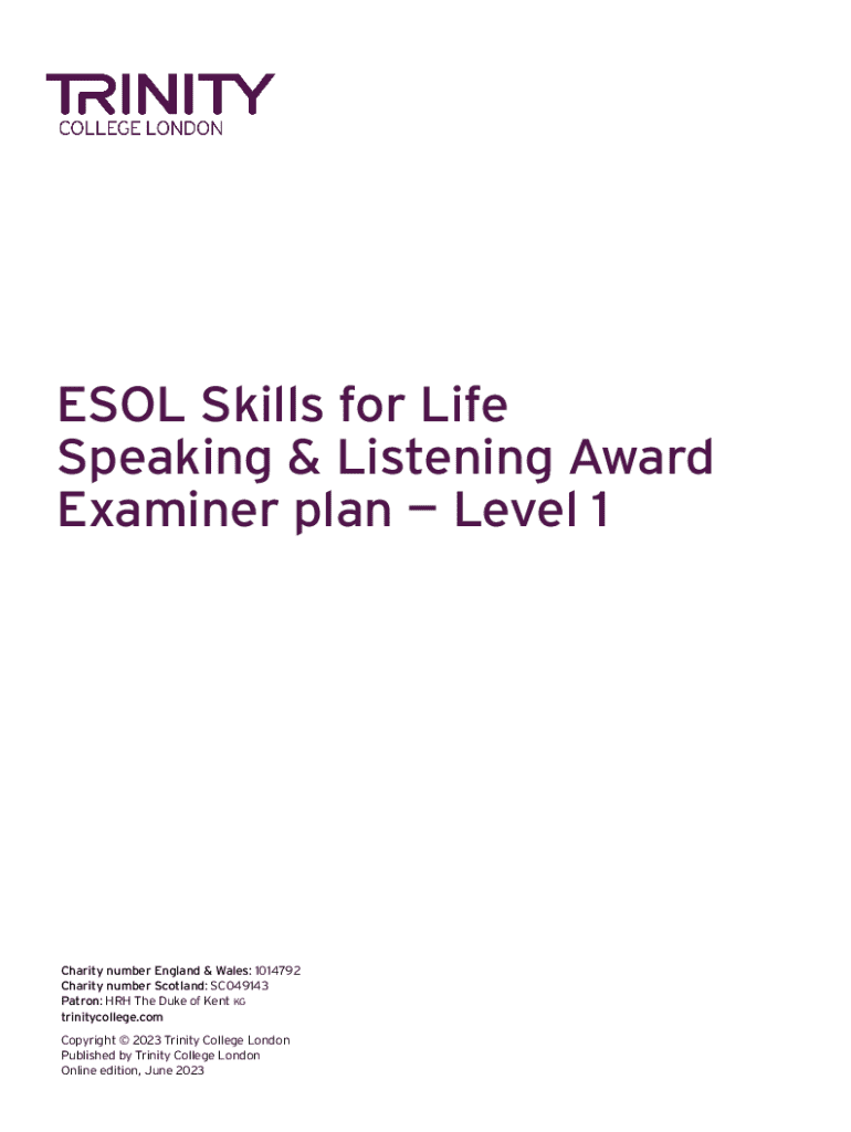 Fillable Online ESOL Skills for Life Speaking & Listening Award ...