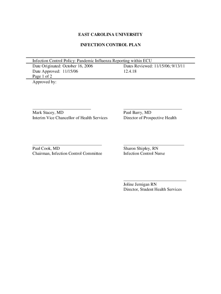 Fillable Online Pandemic Influenza Reporting within ECUProspective Health Fax Email Print ...