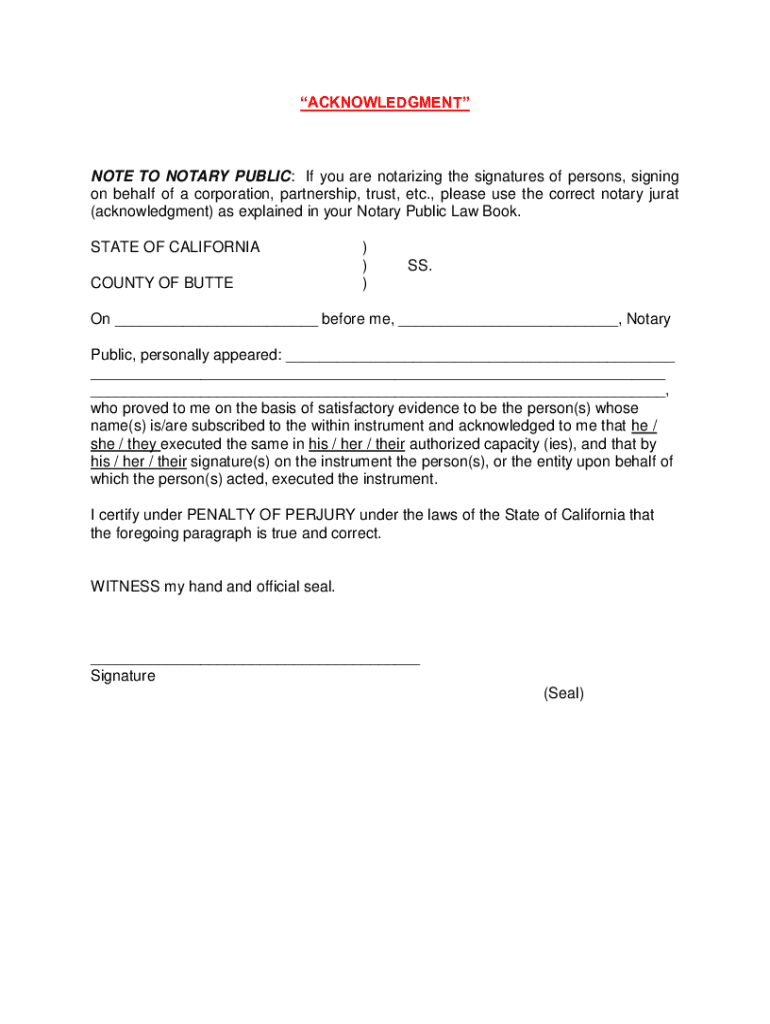 Fillable Online New Acknowledgement Forms for Notaries Public Fax Email ...
