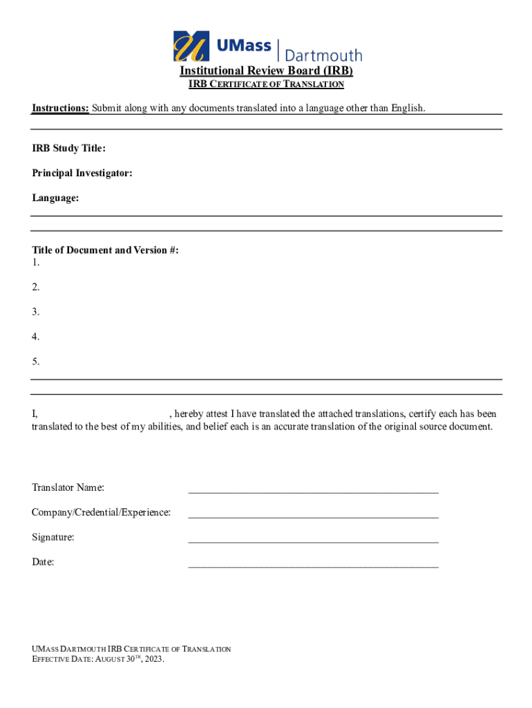 Fillable Online Certificate of Translation FormOffice for the ...