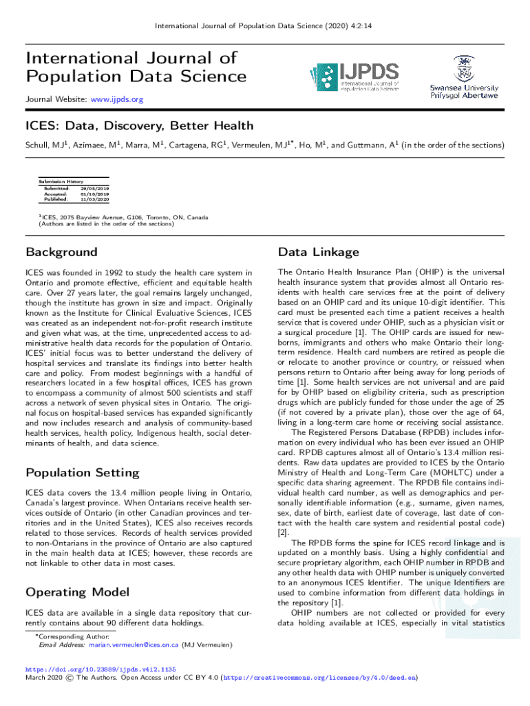 Fillable Online View of ICES: Data, Discovery, Better Health Fax Email Print - pdfFiller