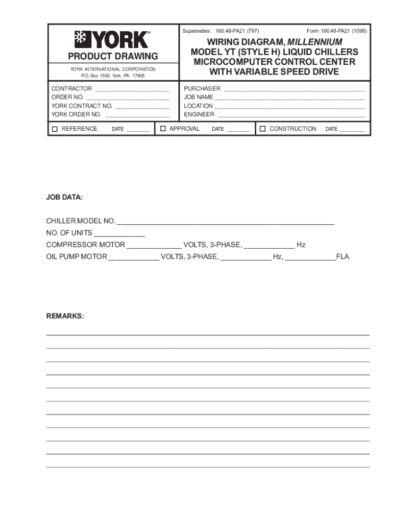 Fillable Online YT Style H Wiring Diagram Millennium Liquid Chillers ...