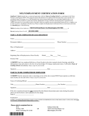 Fillable Online NFLP Employment Certificate Form Fax Email Print ...