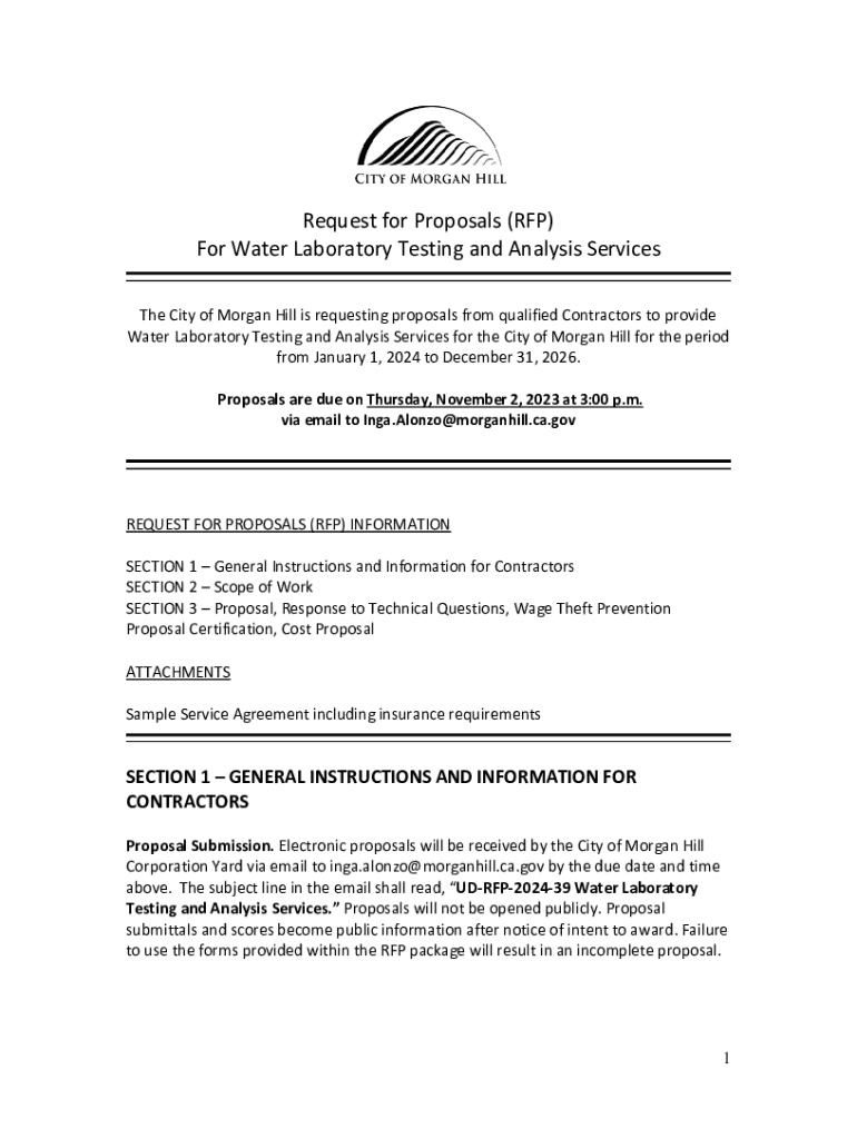 Fillable Online Request for Proposals (RFP) For Water Laboratory ...