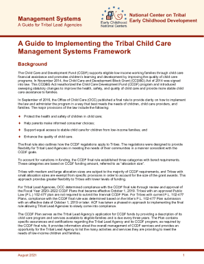 Fillable Online A Guide to Implementing the Tribal Child Care ...