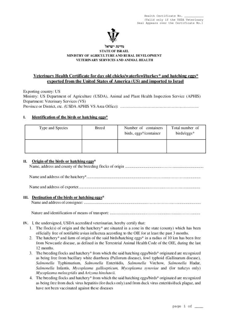 Fillable Online Vet Certificate - Fill Online, Printable, Fillable ...