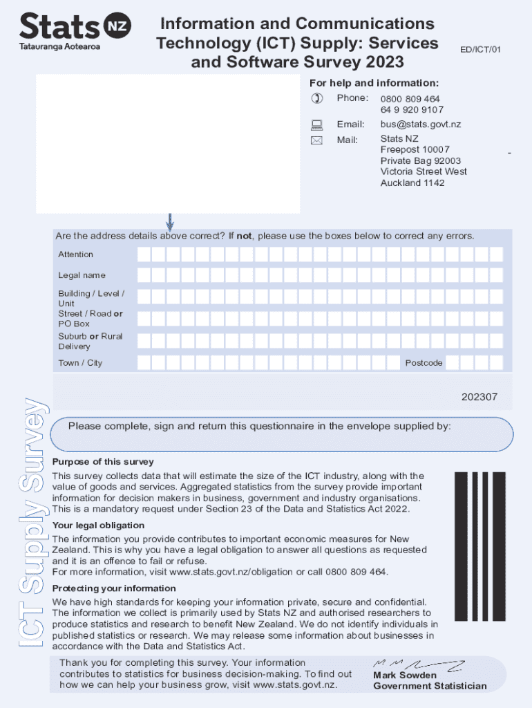 Fillable Online stats govt About the Information and Communications Technology ... Fax Email ...