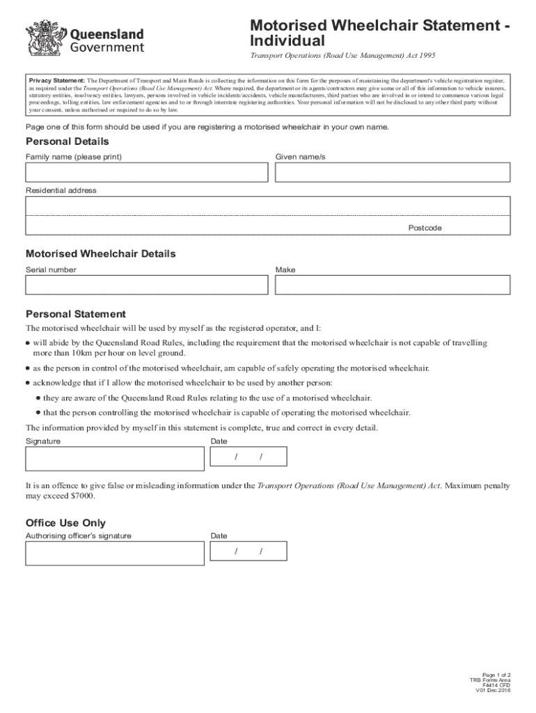 Fillable Online Motorised Wheelchair Statement. Motorised Wheelchair ...