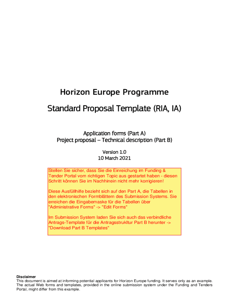 Horizon Europe Proposal Template - Blank Fillable Template | Fill Out ...