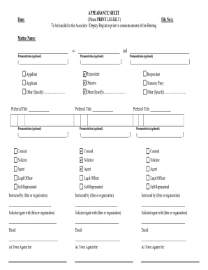 Fillable Online Form - Appearance Sheet. Land Court of Queensland Forms Fax Email Print - pdfFiller
