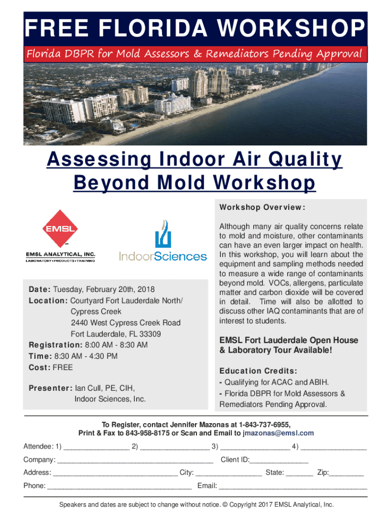 Fillable Online Assessing Indoor Air Quality Beyond Mold Workshop Fax Email Print - pdfFiller