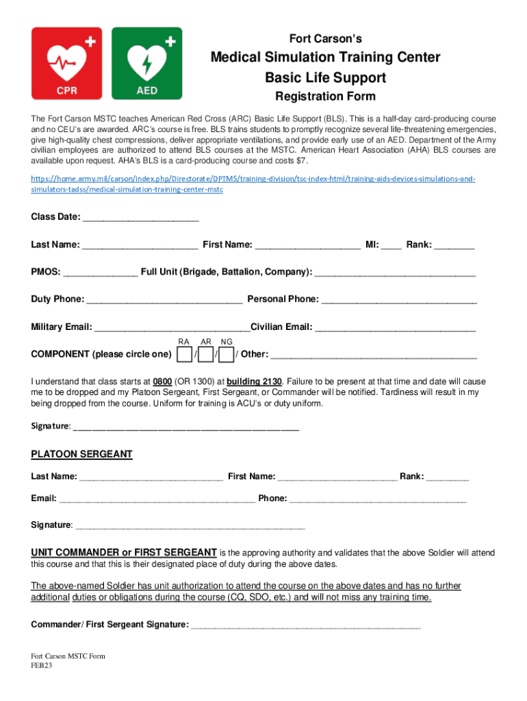 Fillable Online Medical Simulation Training Center Basic Life Support ...