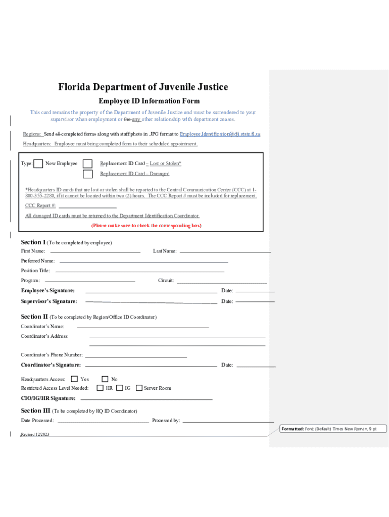 Fillable Online Employee ID Information Form Fax Email Print - pdfFiller
